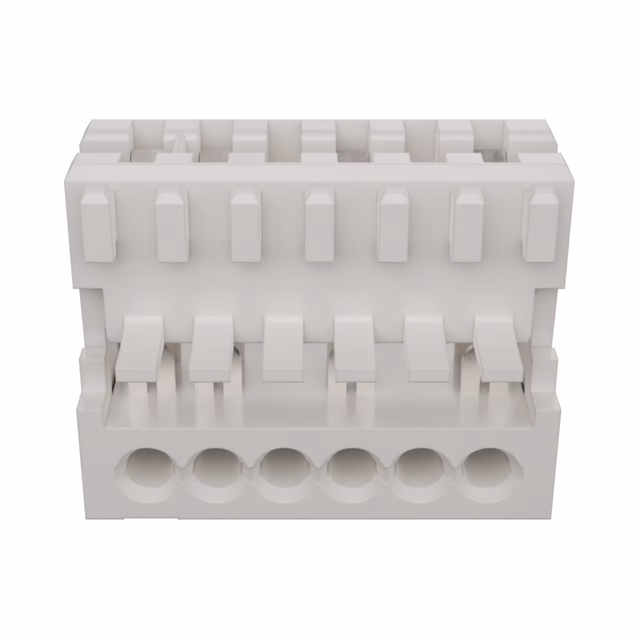 Appli-Mate RAST 2.5 IDT Housing, 2.50mm Pitch, Direct/Indirect, Female, 6 Circuits, All Position Keys, Polarizing Rib Between Circuits 1 and 2, Voided Circuits 3 and 5 for sale