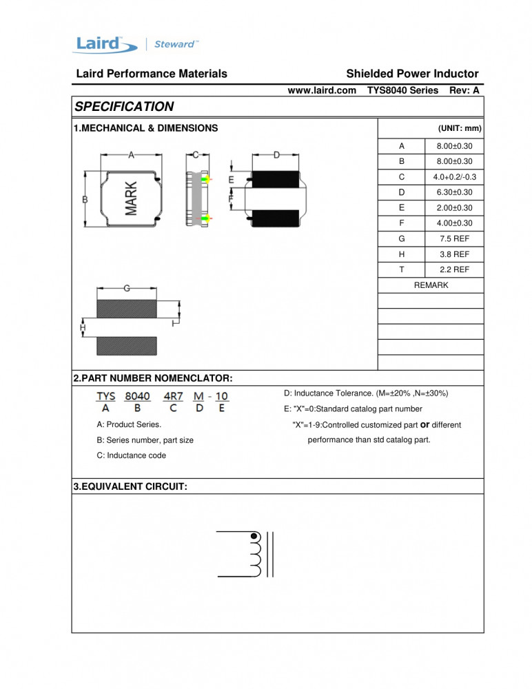 Laird TYS8040 datasheet page 2