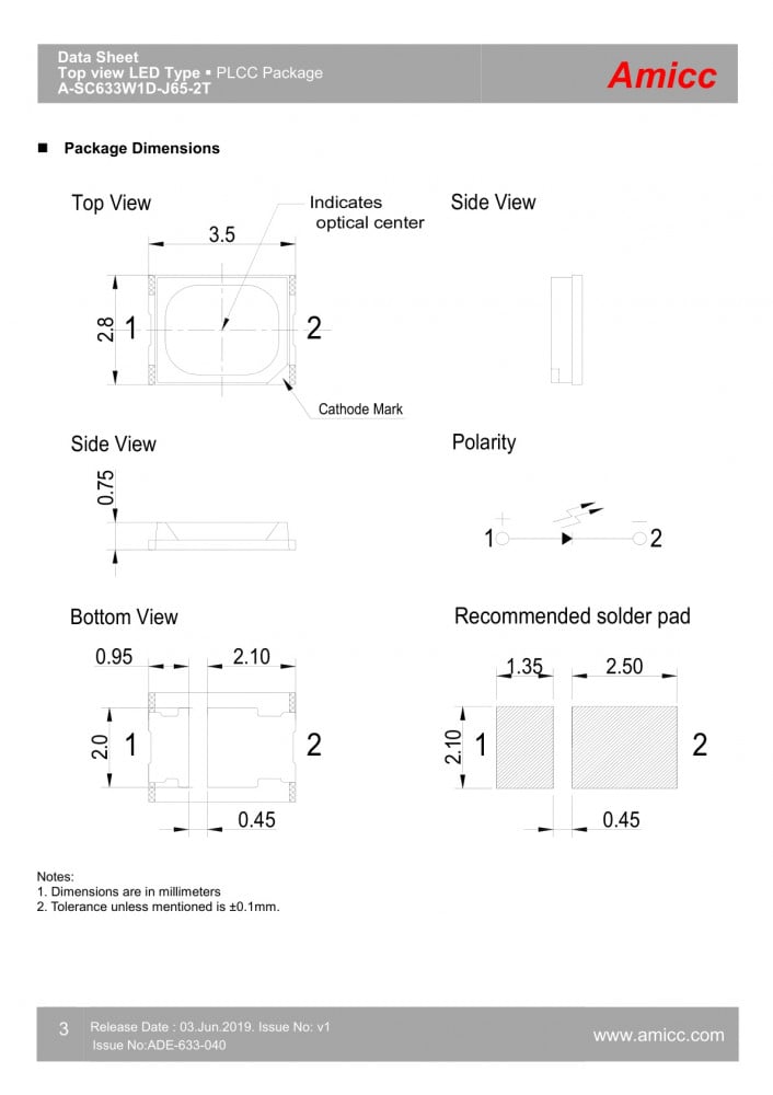 A-SC633W1D-J65-2T datasheet page 3