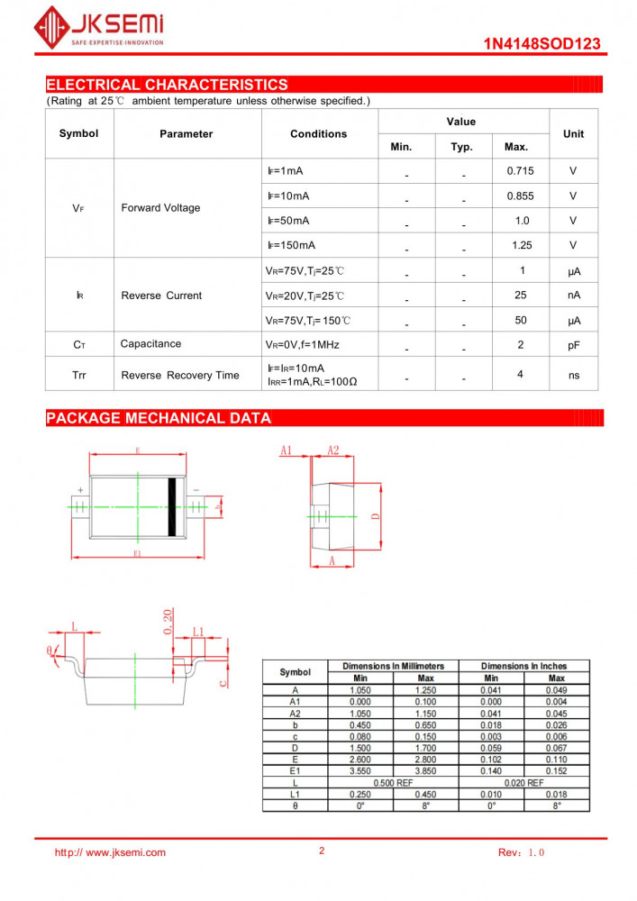 JKSEMI 1N4148SOD-123 datasheet page 2