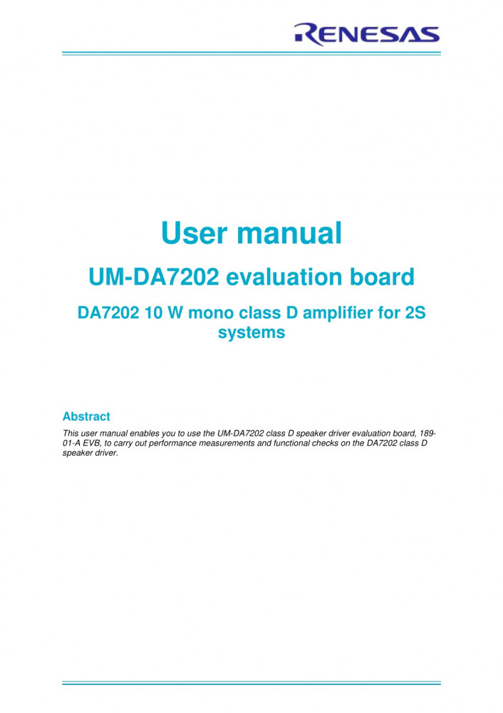DA7202-EVAL manual page 1