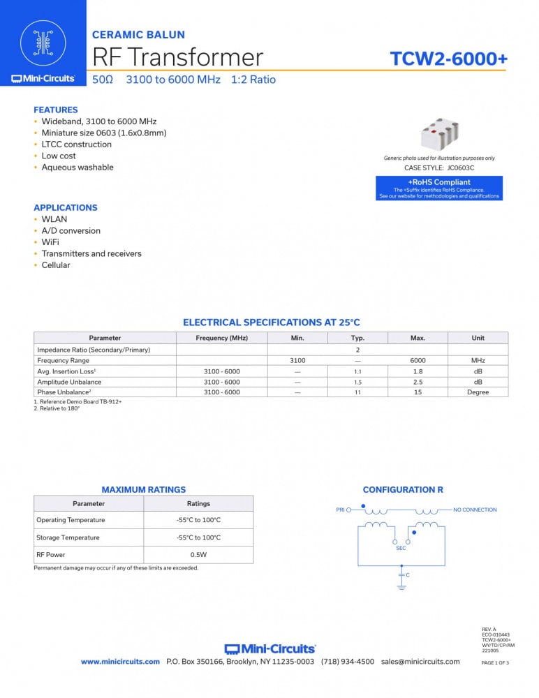 TCW2-6000+ technical document page 1