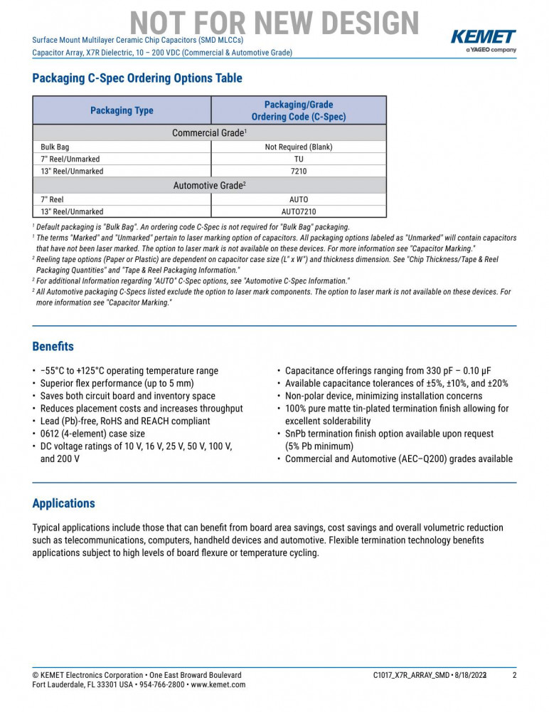 KEMET CA064X332K5RACTU document page 2