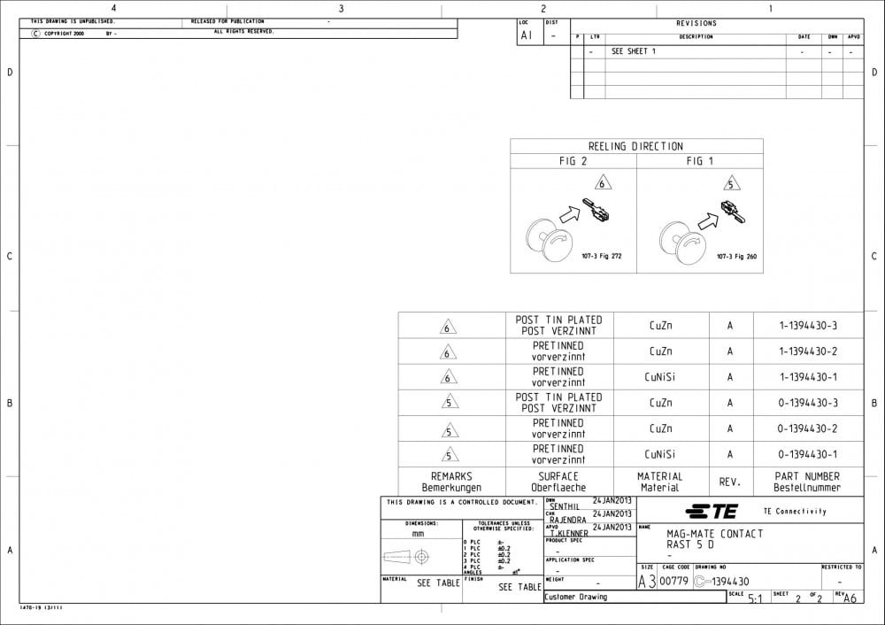 TE Connectivity drawing 1394430-3, sheet 2