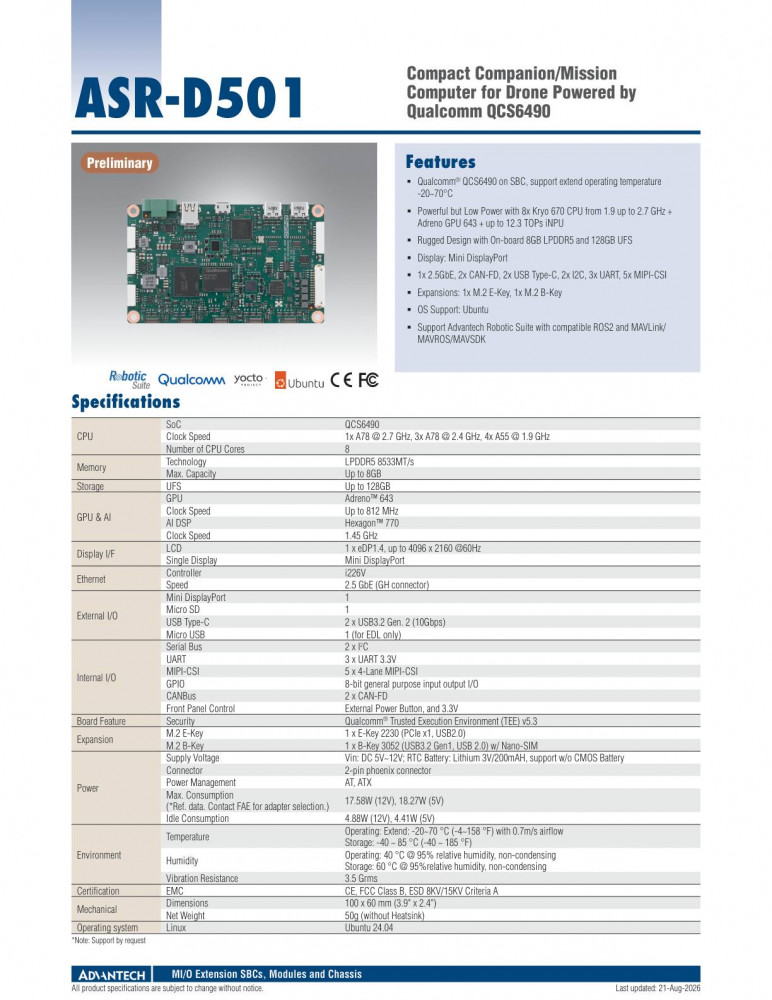 ASR-D501 technical document page 1