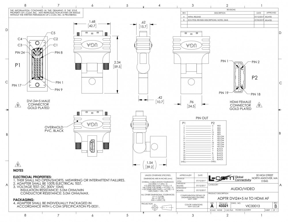 L-com VIC00013 technical drawing preview