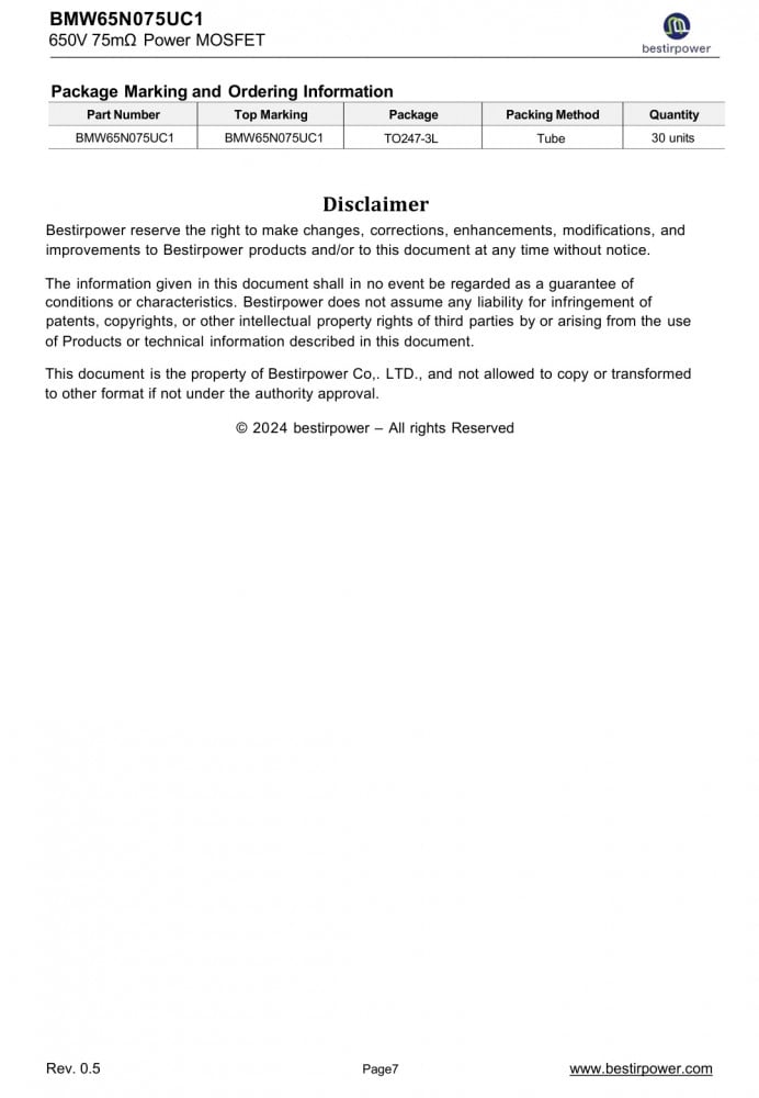 BMW65N075UC1 datasheet page 7
