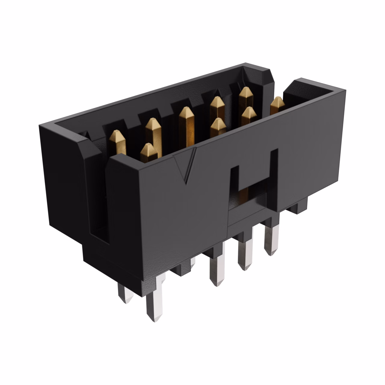 2.00mm Pitch, Milli-Grid PCB Header, Dual Row, Vertical, Through Hole, Shrouded, 10 Circuits, 0.76µm Gold (Au) Plating, 2.50mm Tail Length, Dual Side Slots, Center Polarization, with Cap, Tape and Reel