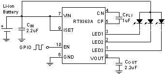 RT9363A - 3 Channels 90mA x1/x2 Charge Pump White LED Driver for sale