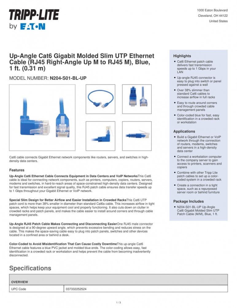 N204-S01-BL-UP technical document page 1