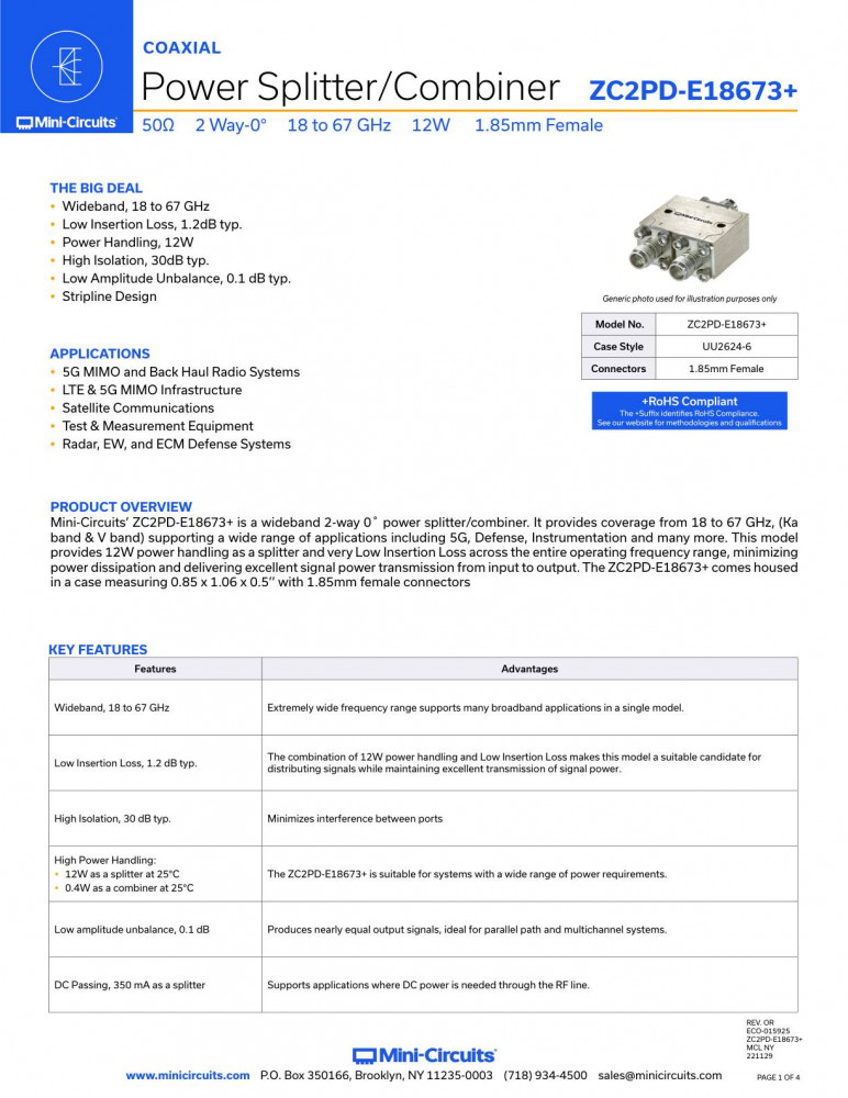 ZC2PD-E18673+ product overview