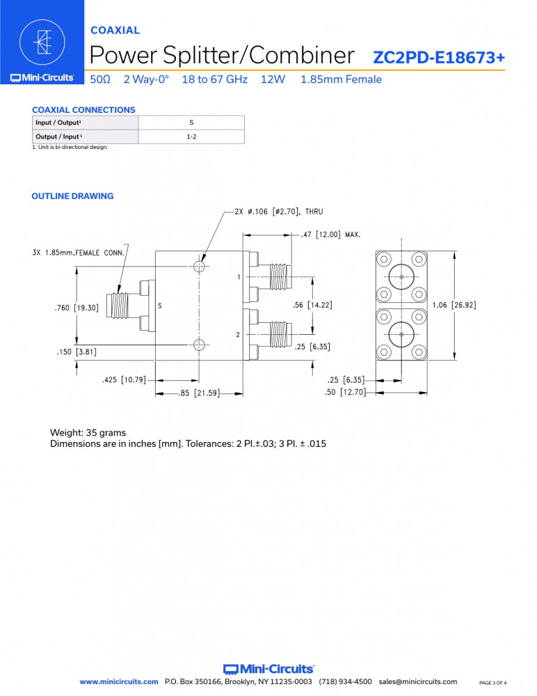 ZC2PD-E18673+ mechanical drawing