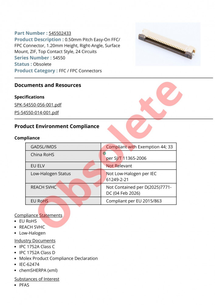 MOLEX 545502433 product document image 1