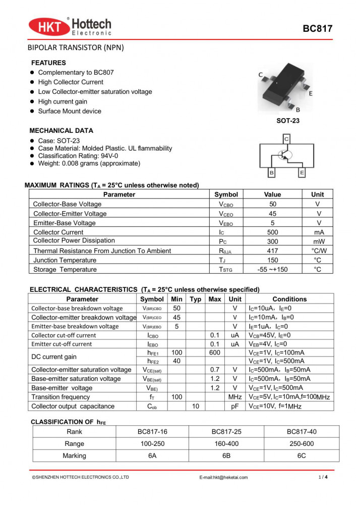 BC817-40 datasheet page 1