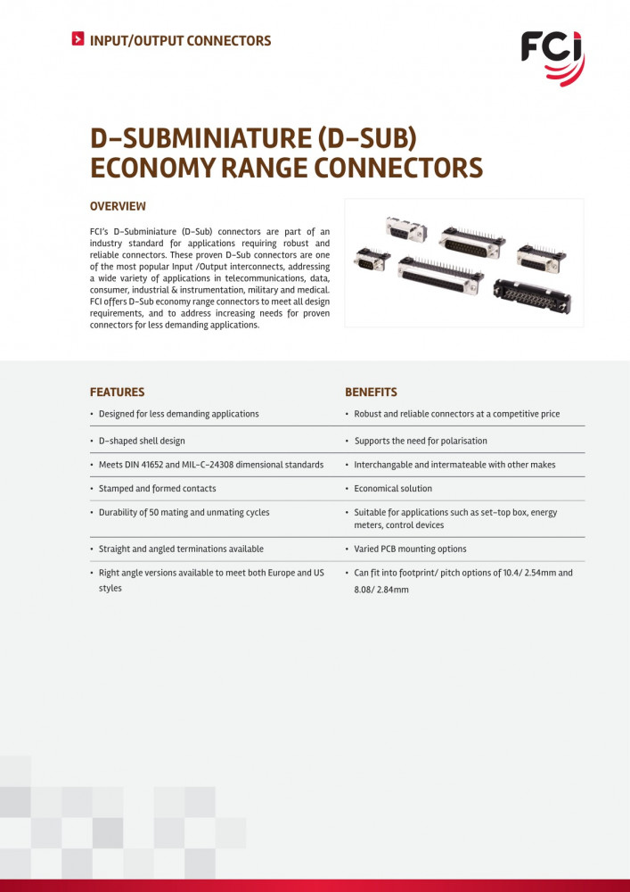 D-Sub economy connector documentation page 1