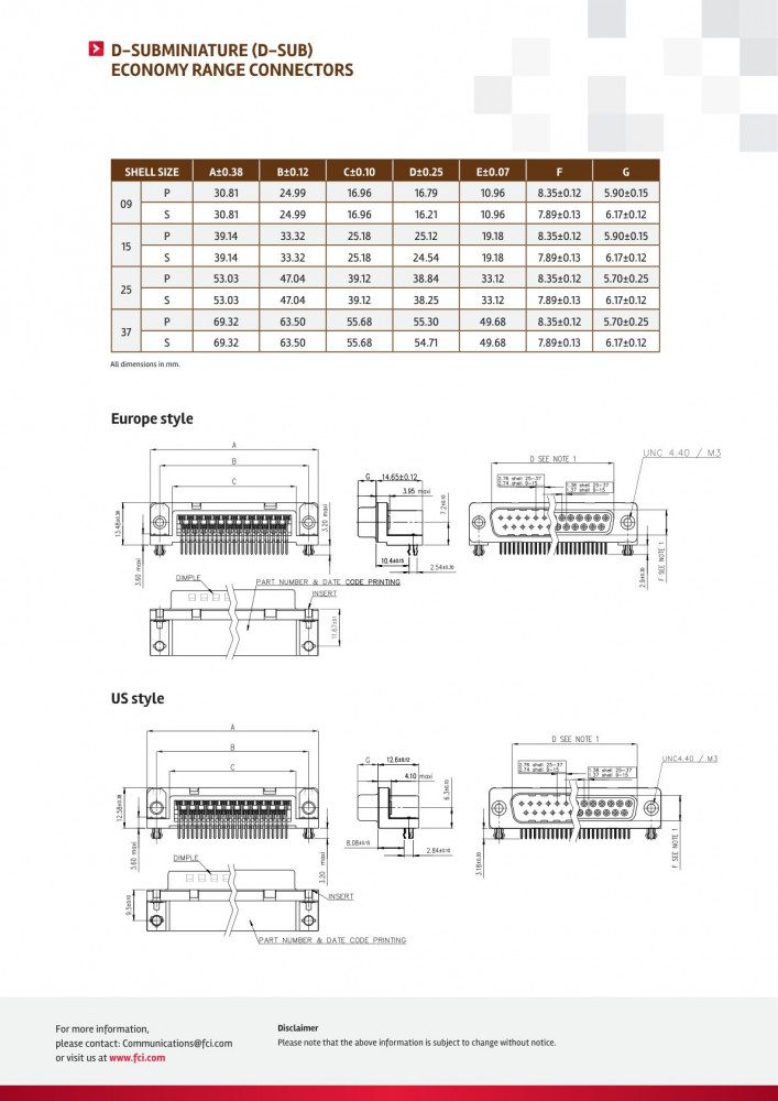 D-Sub economy connector documentation page 3