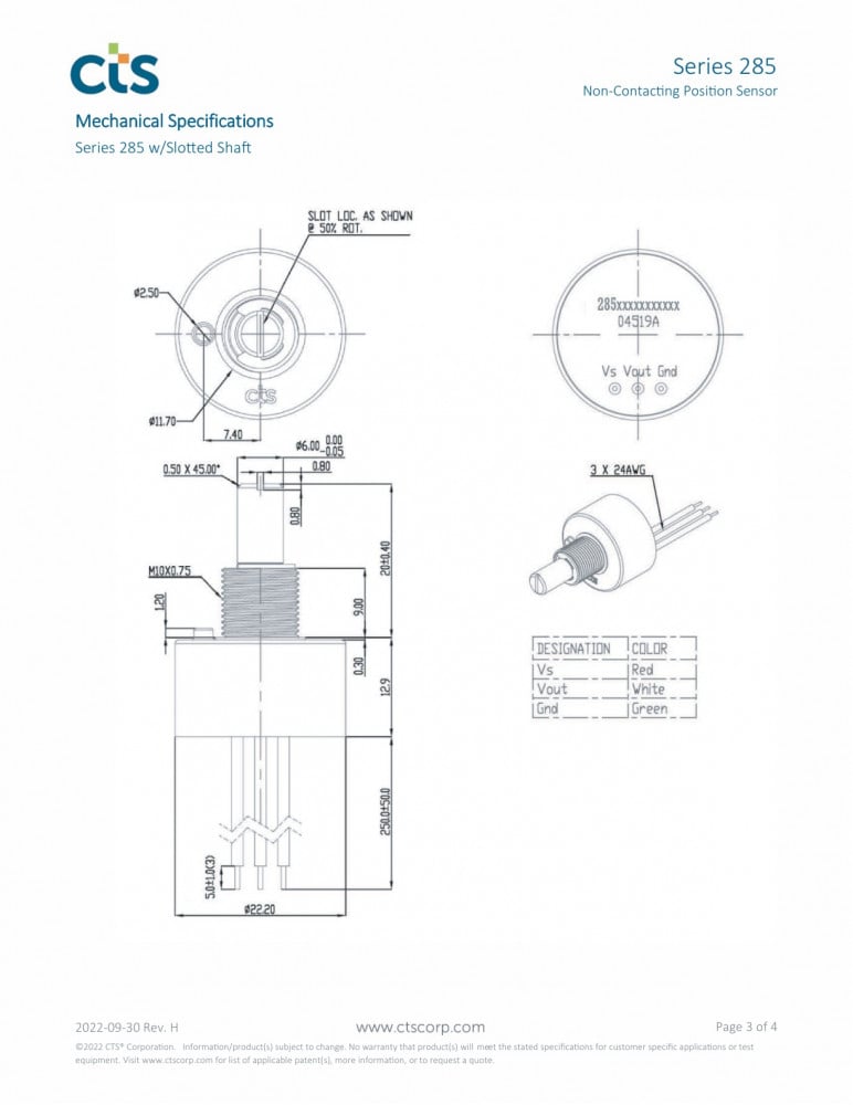 CTS Series 285 datasheet page 3