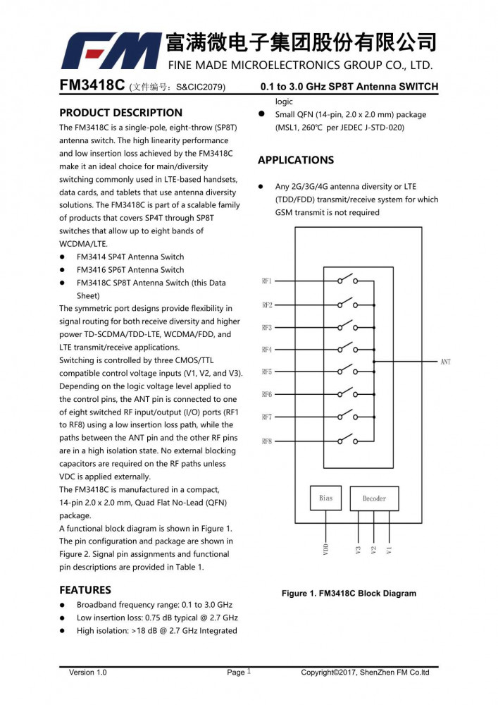 FM3418C datasheet page 1