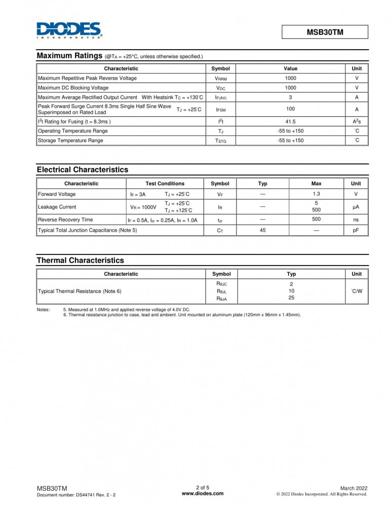 MSB30TM datasheet page 2