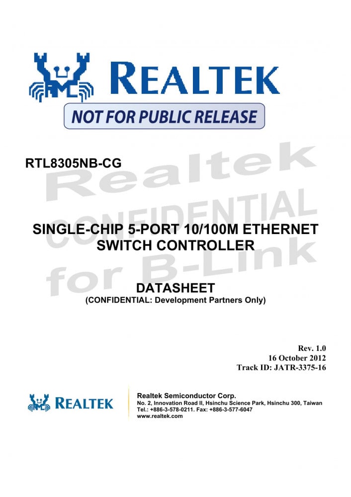RTL8305NB-CG datasheet page 1
