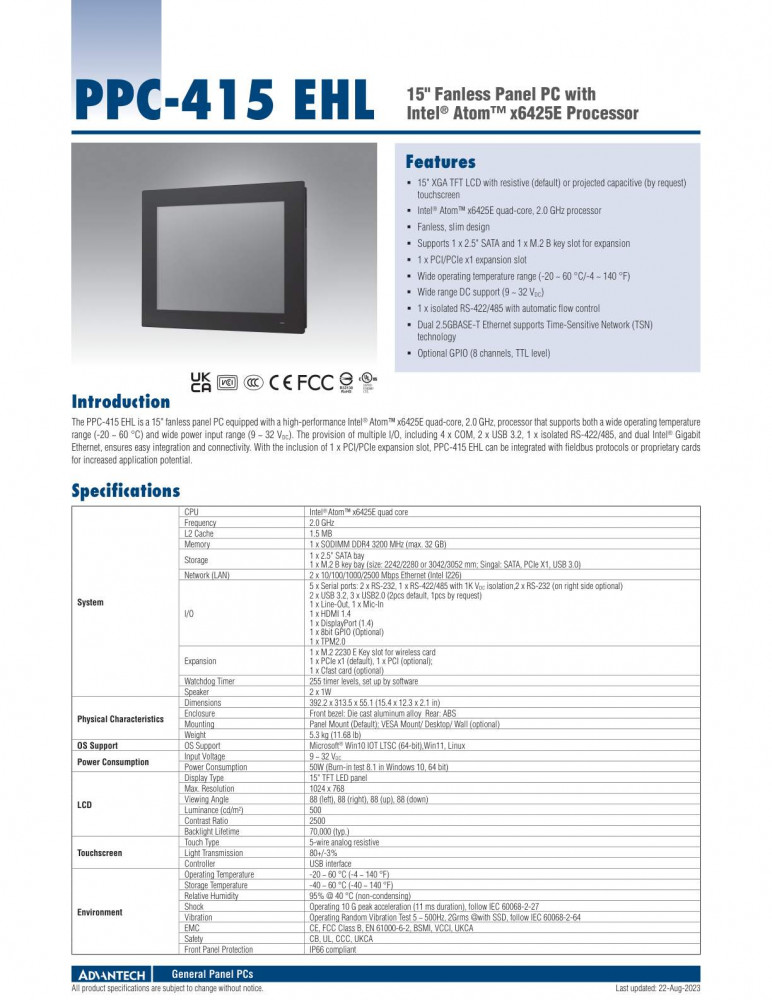 PPC-415 EHL technical document page 1