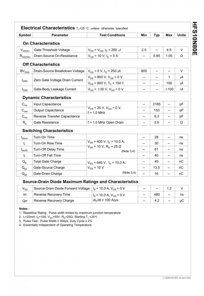 HFS10N80E datasheet page 2
