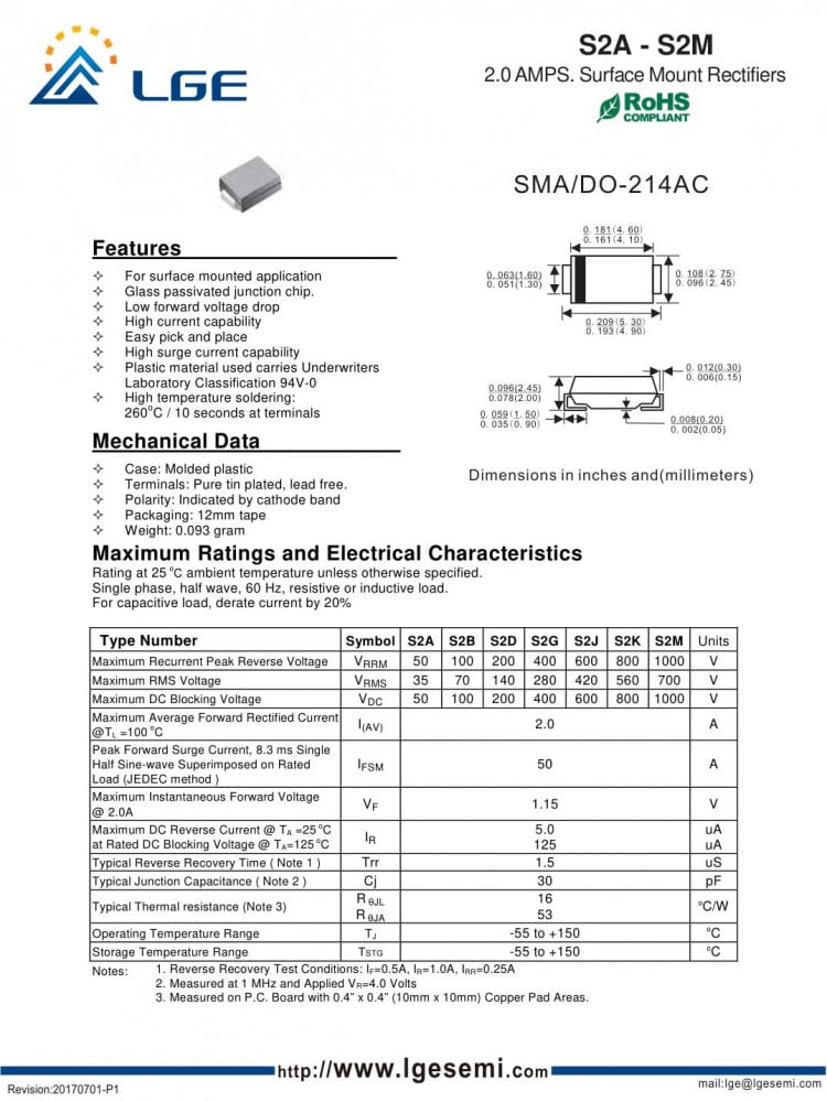 LGE S2K datasheet page 1