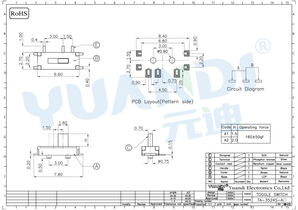 TA-3524S-A1 technical drawing page 1