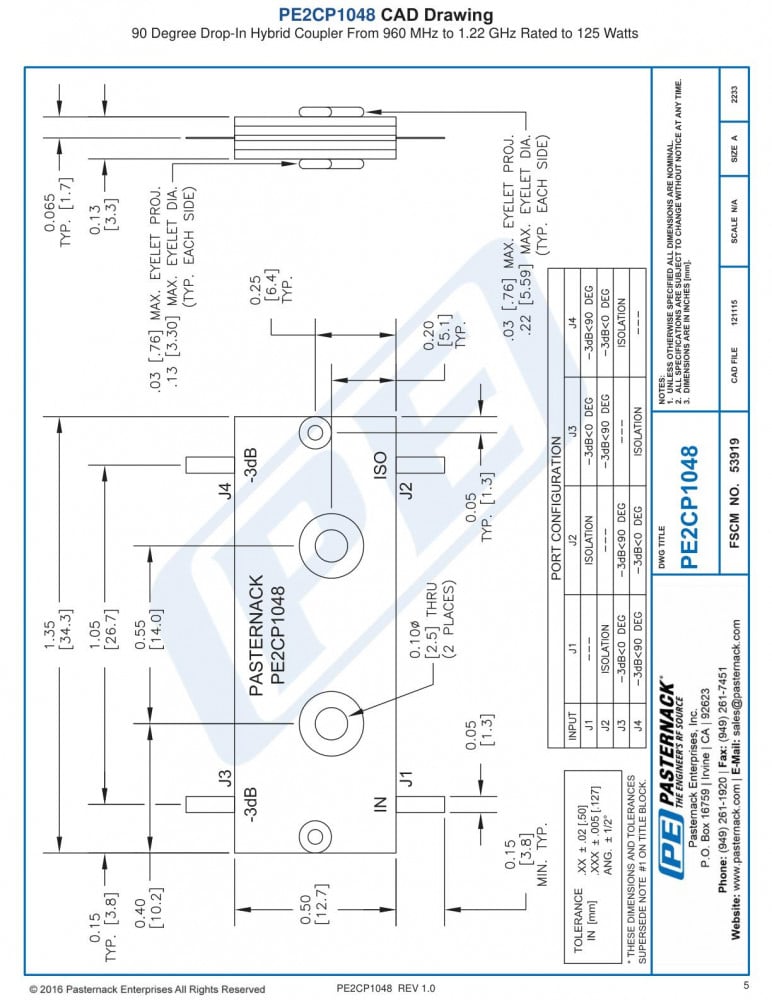 PE2CP1048 technical data sheet page 5