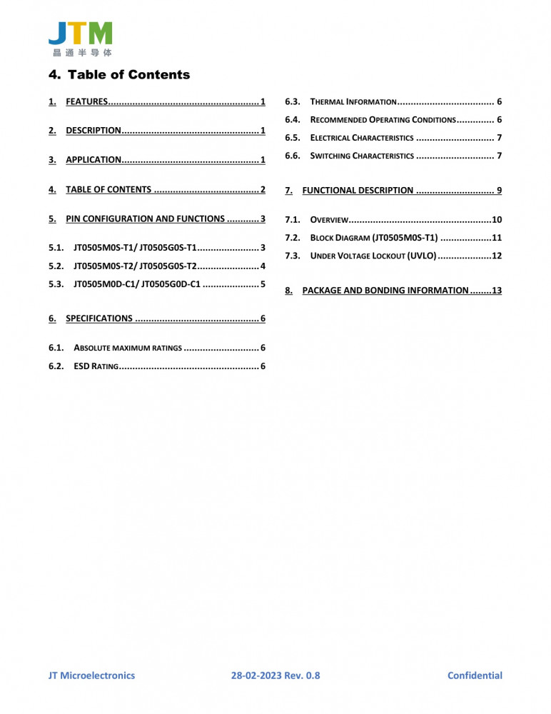 JT0505 datasheet page 2