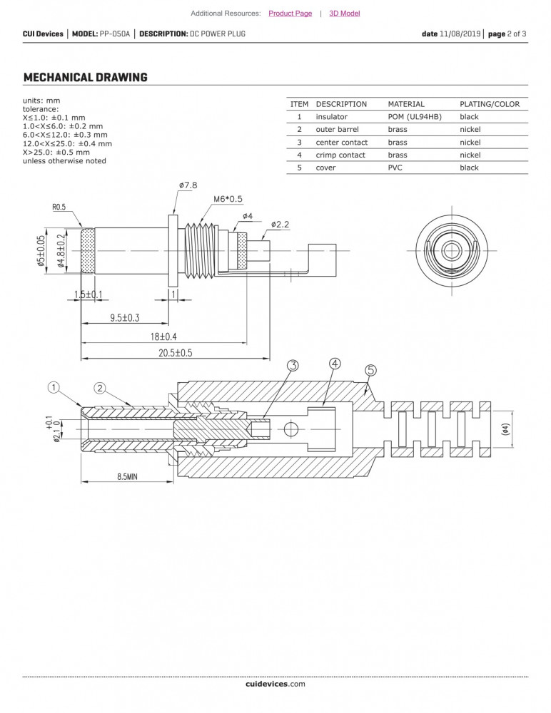 PP-050A technical document page 2