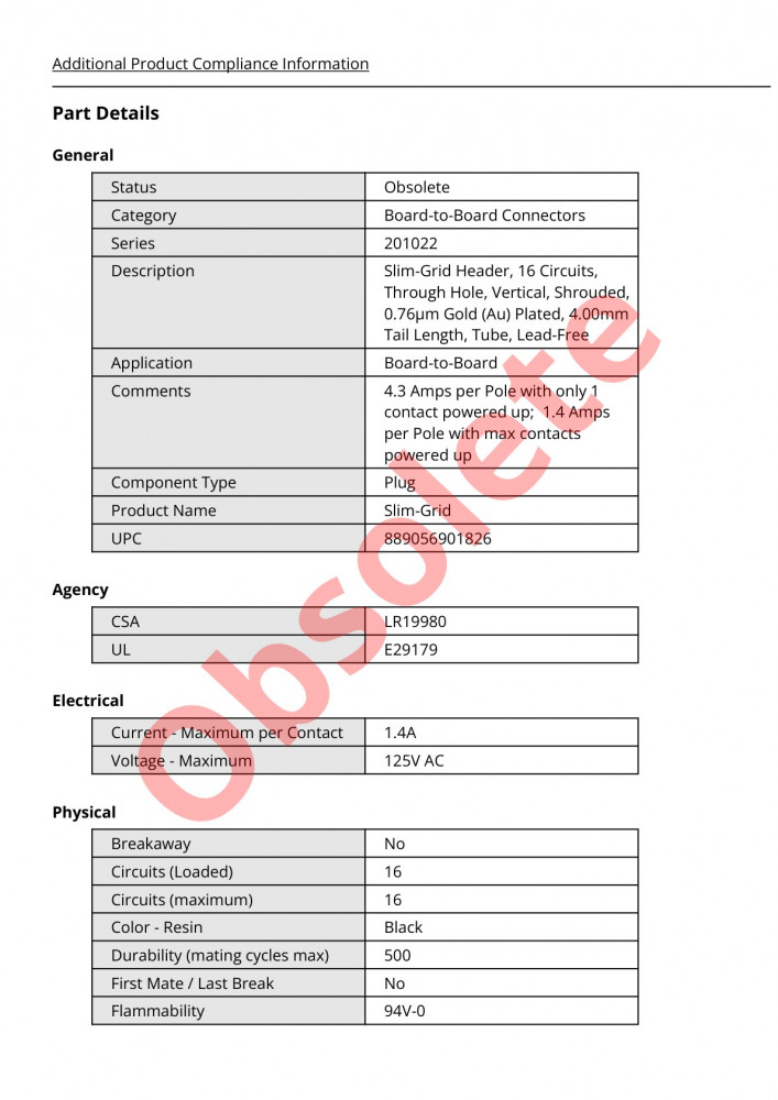 Technical document page 2 for MOLEX 2010222216