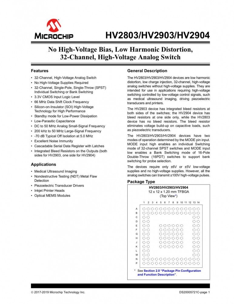 HV2803 datasheet page 1