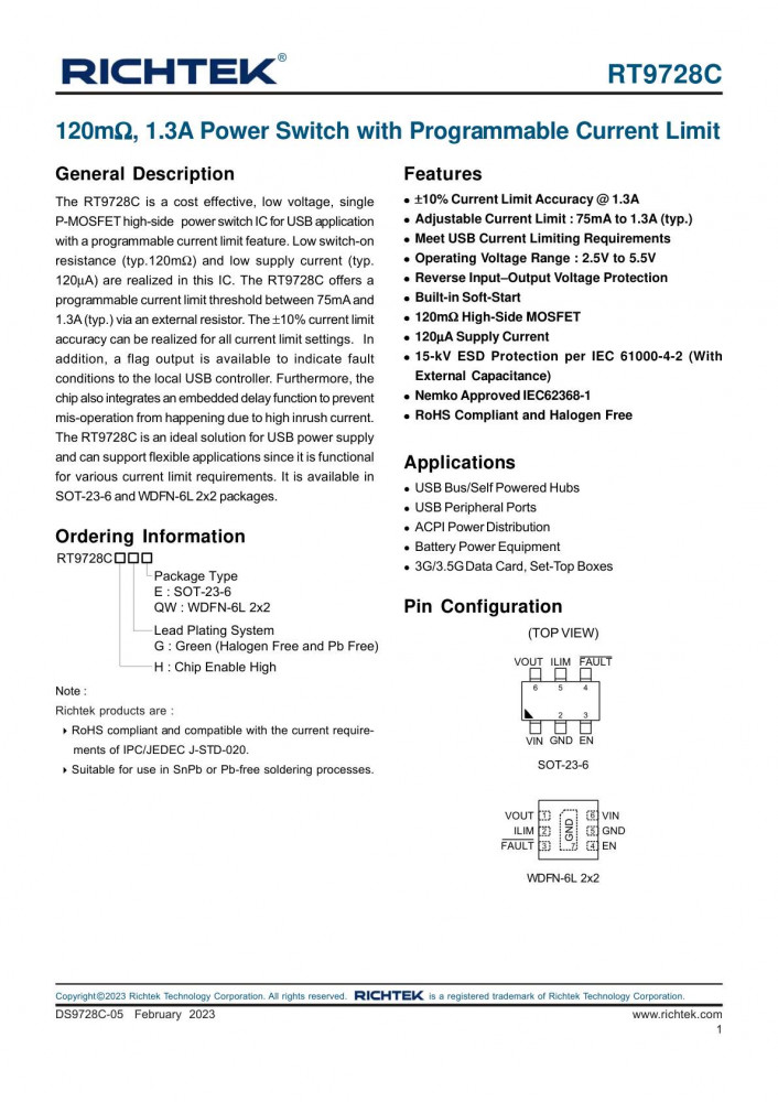 RT9728C datasheet page 1