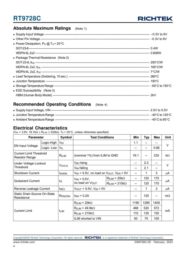 RT9728C datasheet page 4
