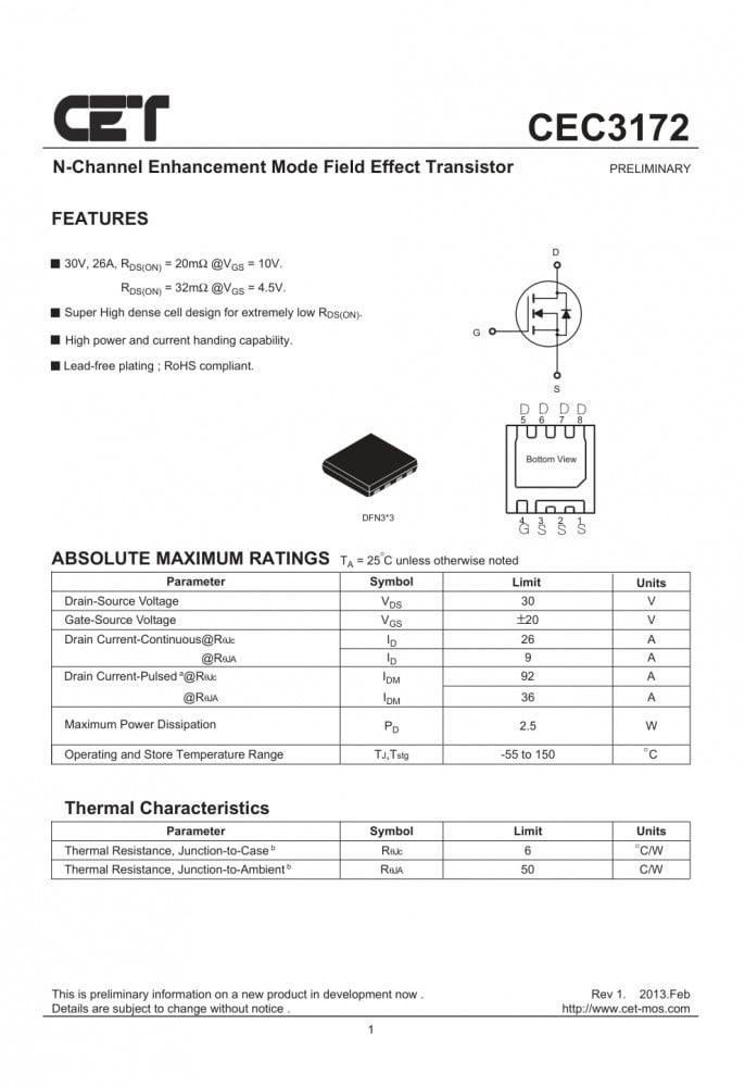 CEC3172 datasheet page 1