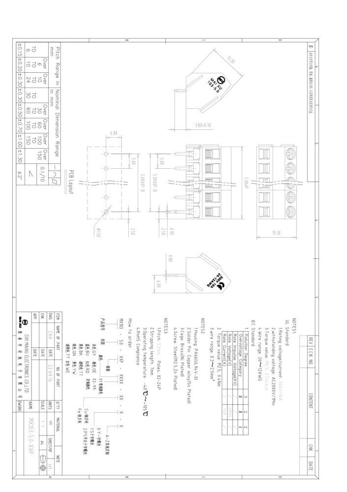 MX103-5.0-02P-GN01-Cu-Y-A technical drawing