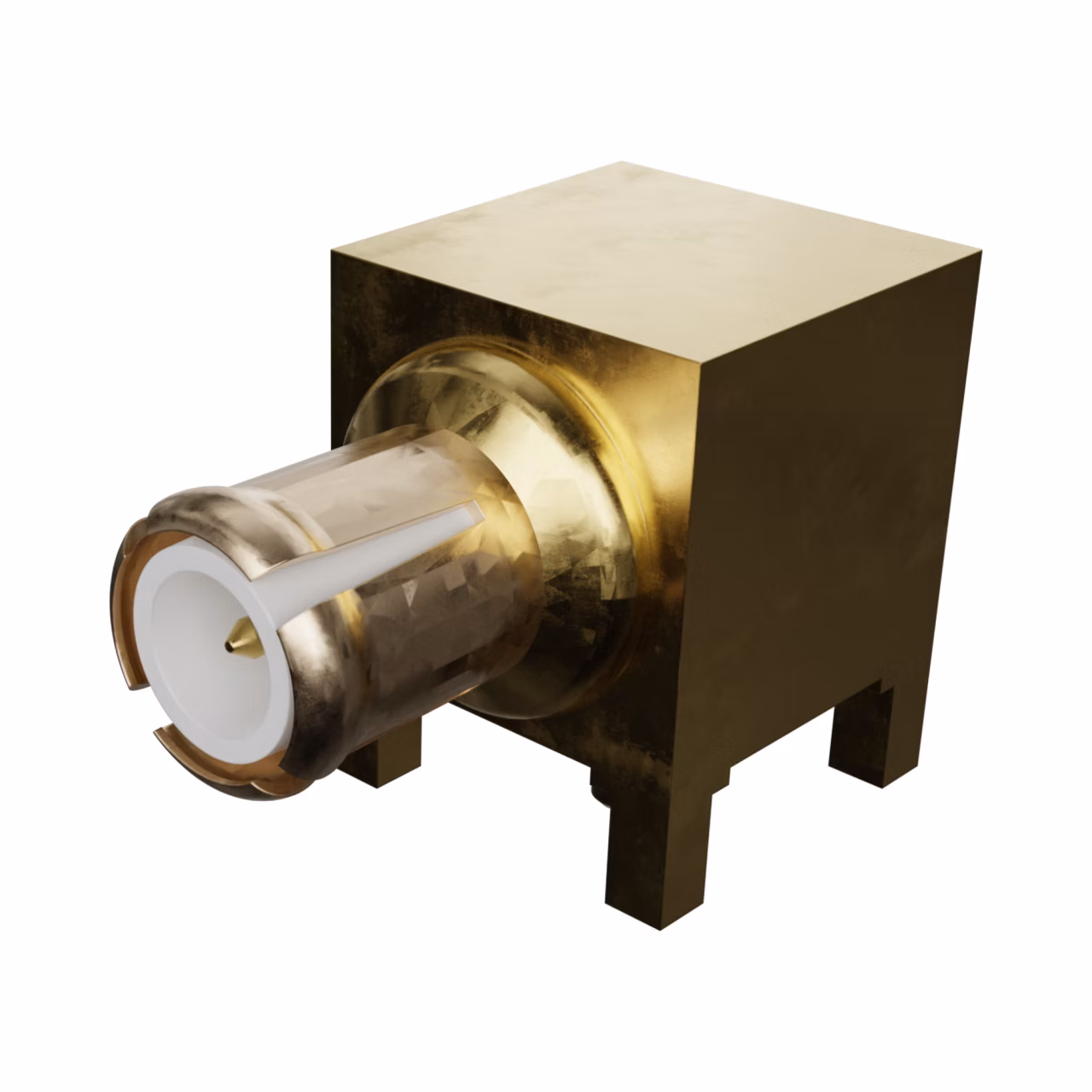 MCX Plug, Right-Angle, PCB Receptacle, Through Hole, Brass Body, Gold (Au) Plated, 1.66mm Leg Length, Tray, 50 Ohms for sale