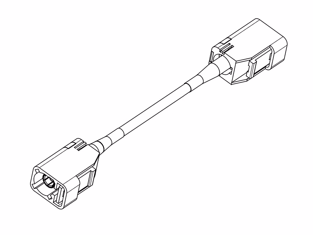 FAKRA Straight Jack Code F-to-MMCX Right-Angle Plug, RG-174 Cable, 203.20mm Length, 50 Ohms