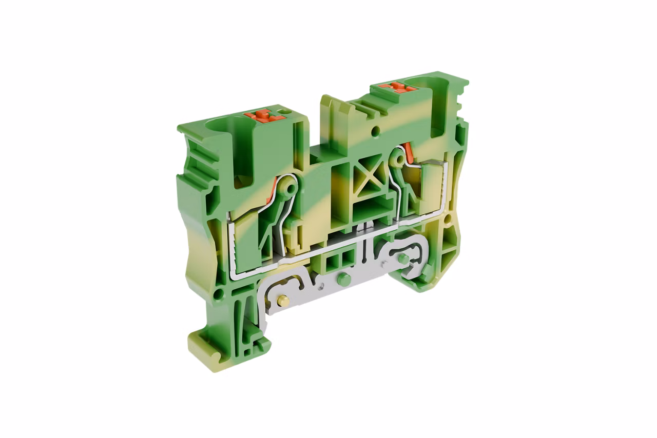 Single Level Grounding Terminal Block, Push-in design, 8.00mm Width, 600V for sale