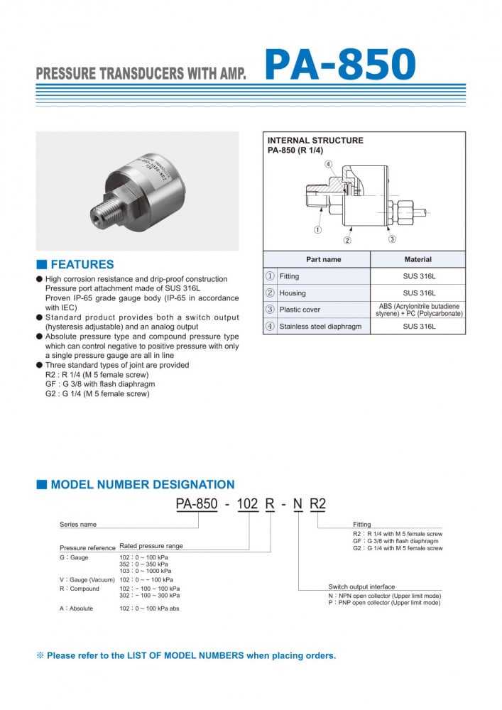 PA-850 technical document page 1