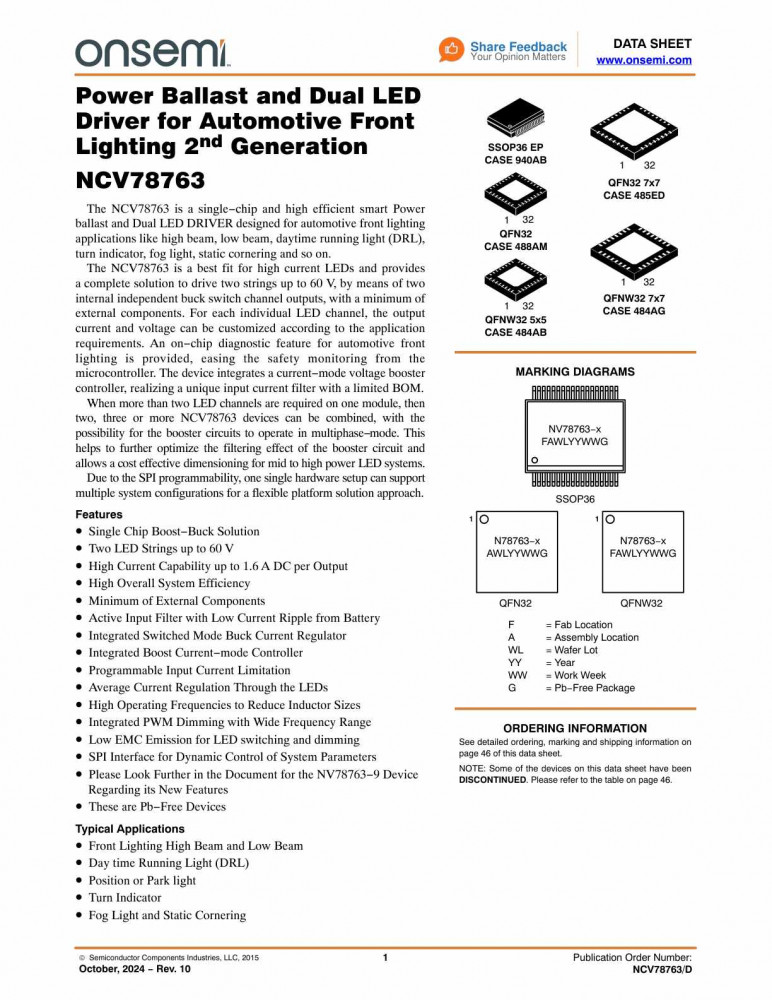 NCV78763 datasheet preview, page 1