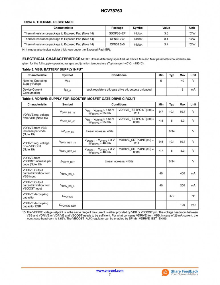 NCV78763 datasheet preview, page 7