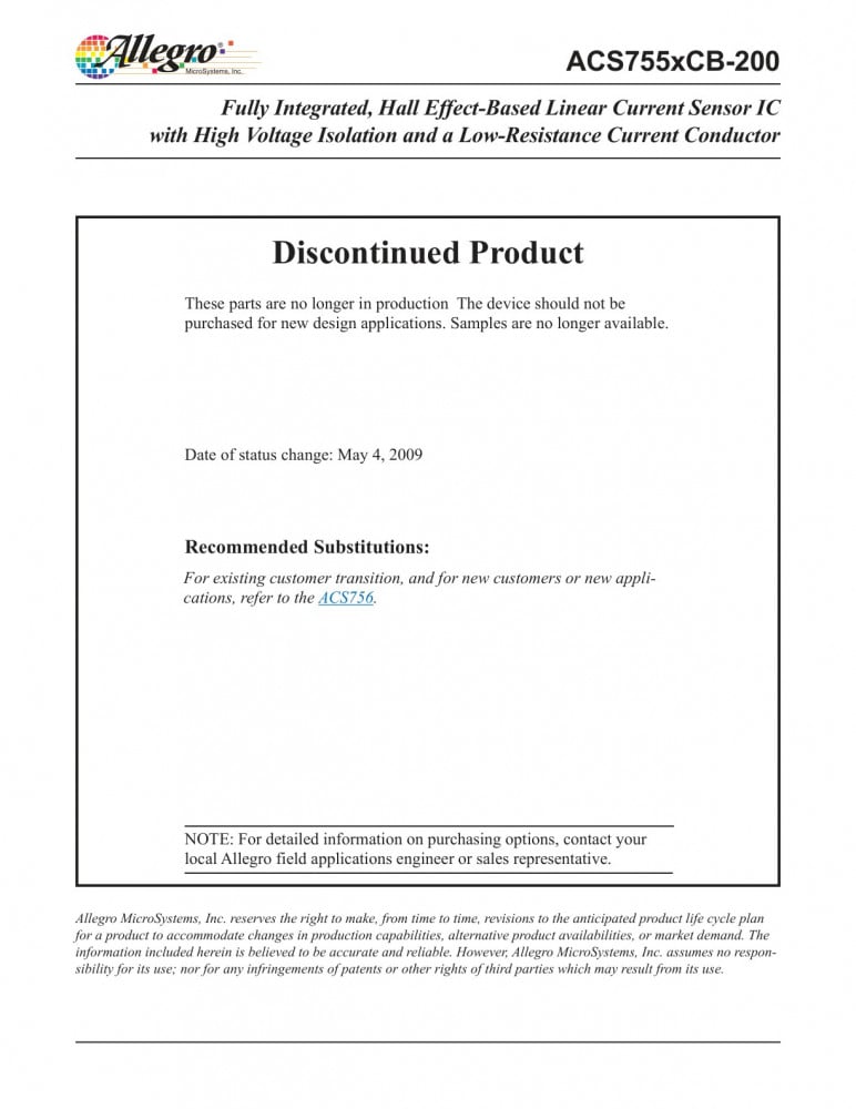 ACS755 datasheet page 1