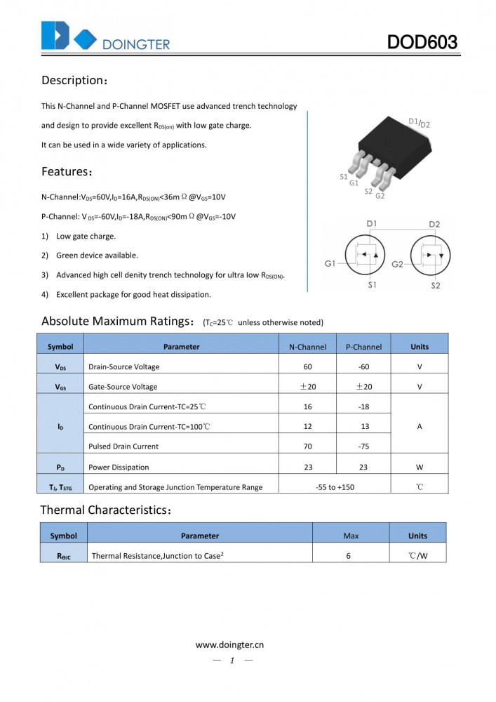 DOD603 datasheet page 1