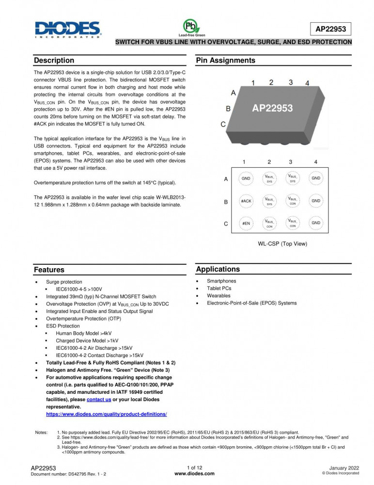 AP22953 datasheet page 1