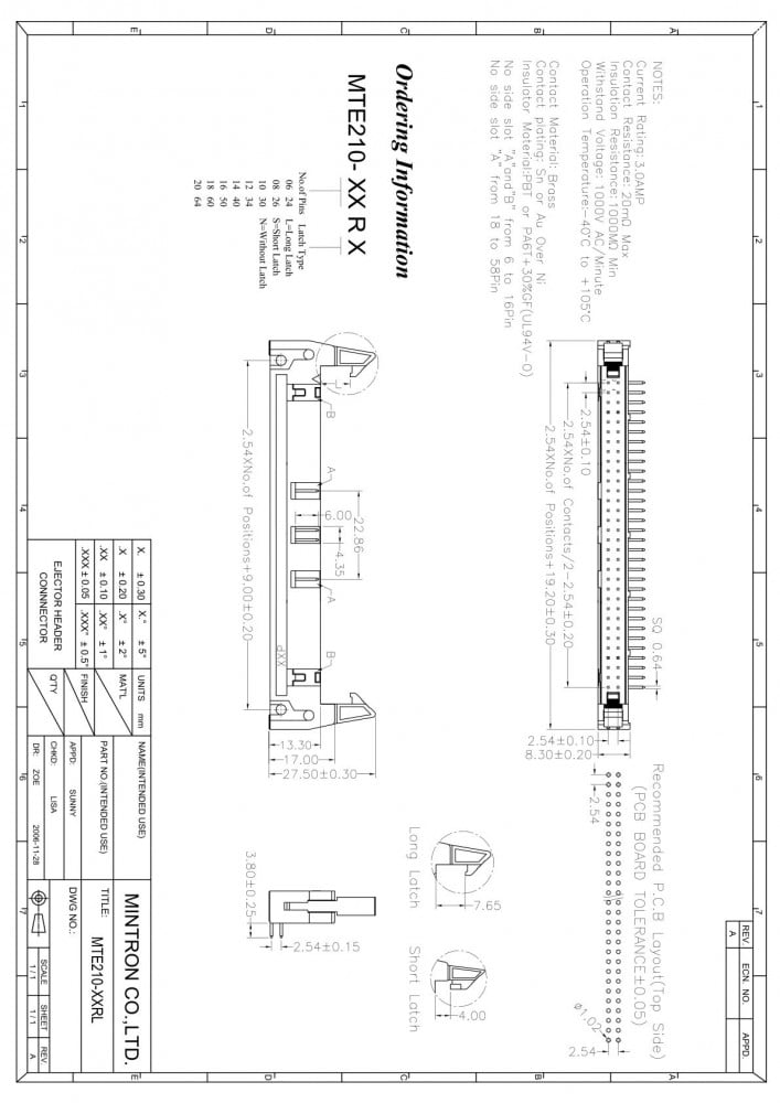 MTE210-16RL technical document page