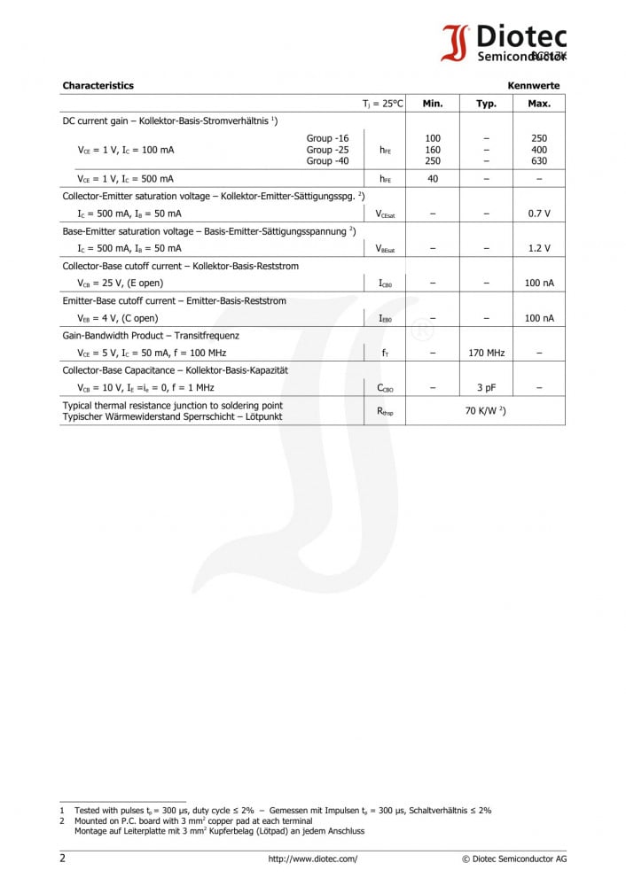 DIOTEC BC817K datasheet page 2