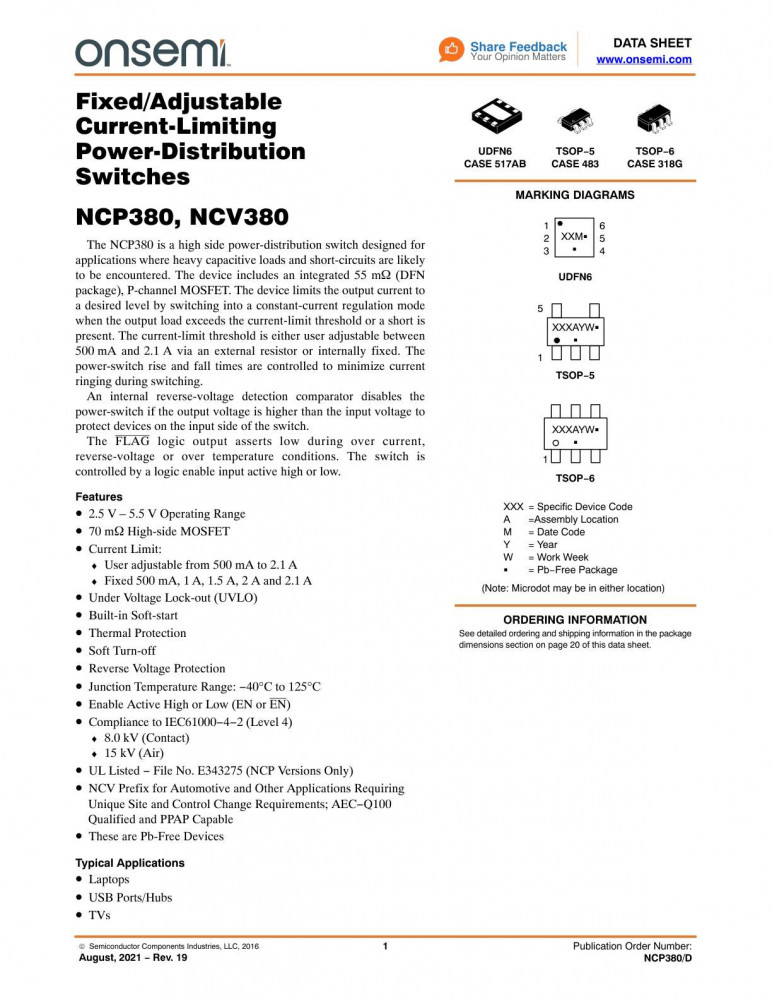 NCP380 datasheet page 1