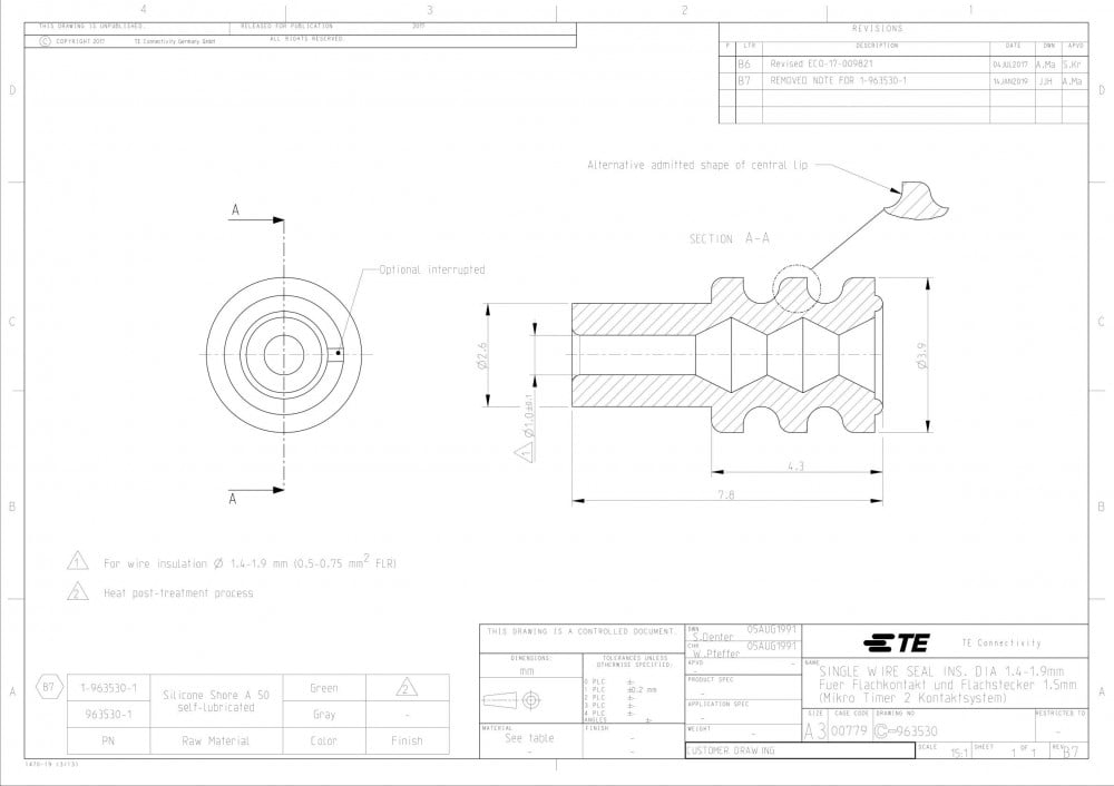 TE Connectivity 963530-1 technical drawing preview